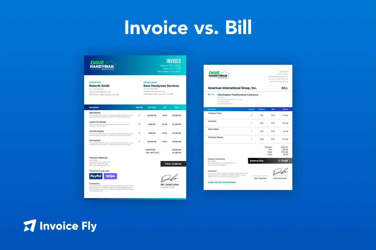 Invoice vs. Bill: What is the difference? - Invoice Fly