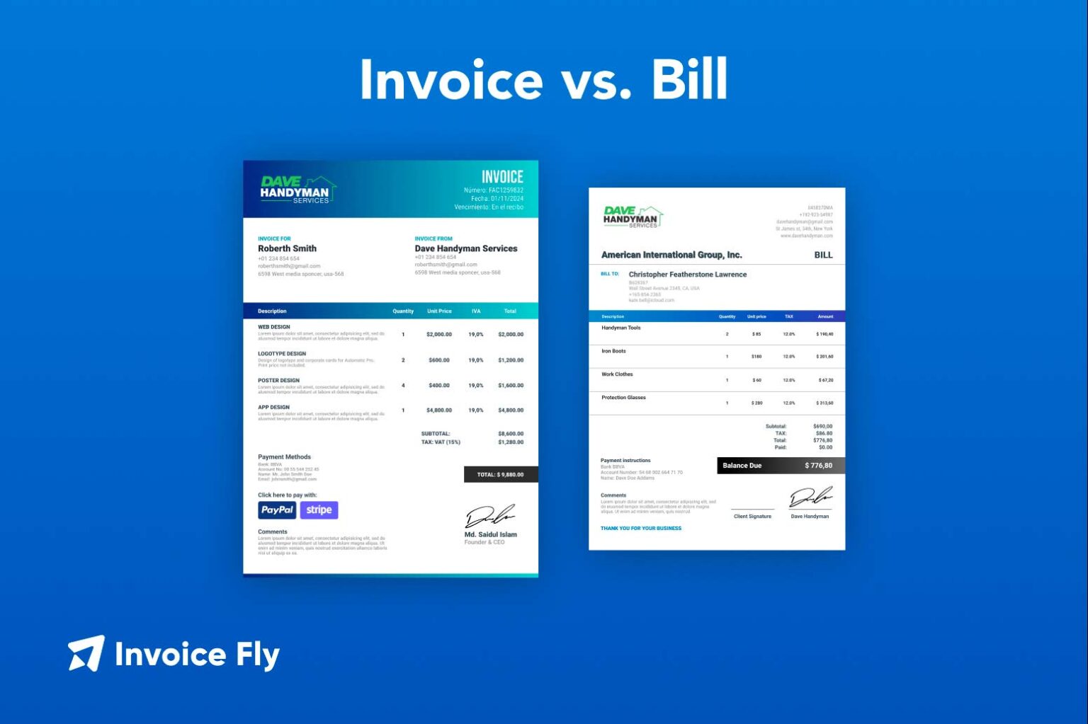 Invoice vs. Bill: What is the difference? - Invoice Fly