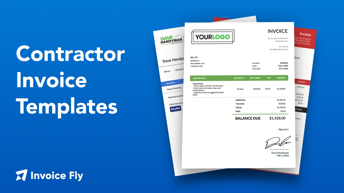 Free Contractor Invoice Templates | Docs, Sheets, Excel, PDF & Styles