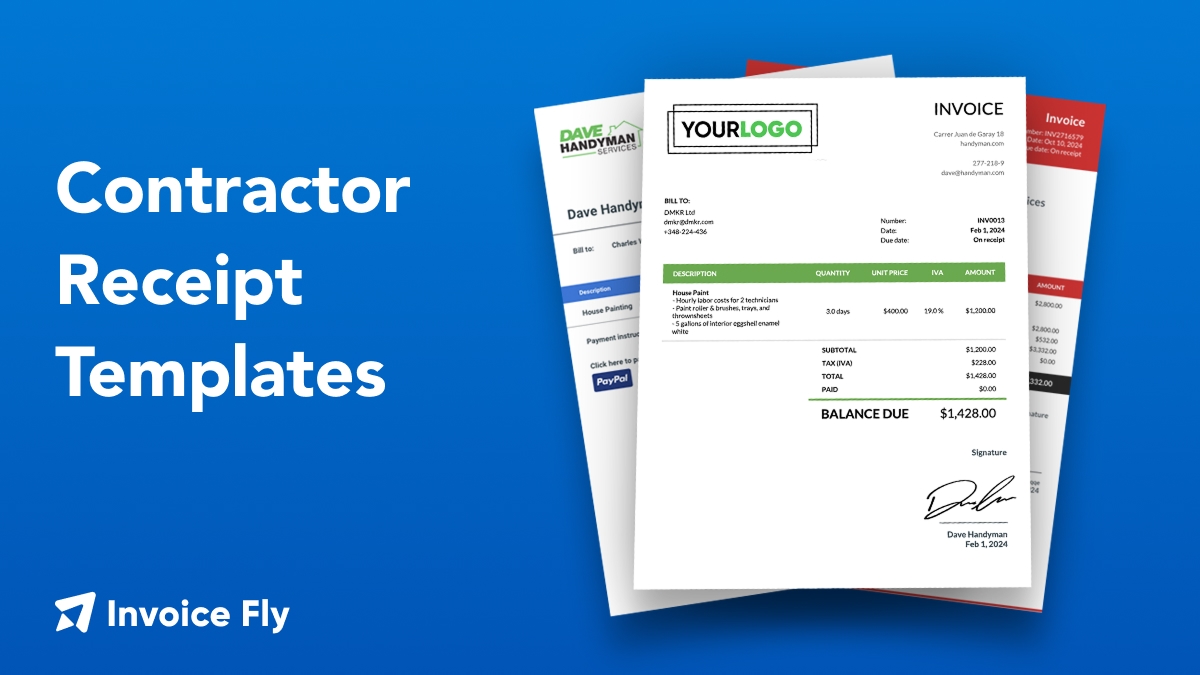 Free Contractor Receipt Templates | Docs, Sheets, Excel, PDF & Styles