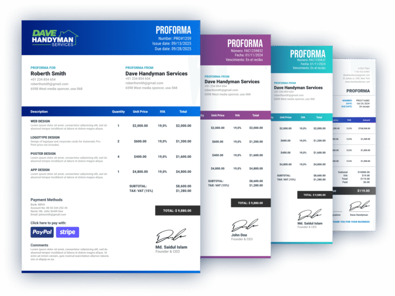 Free Proforma Generator | Create Proformas Online