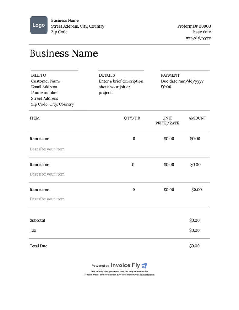 Free Proforma Generator | Create Proformas Online