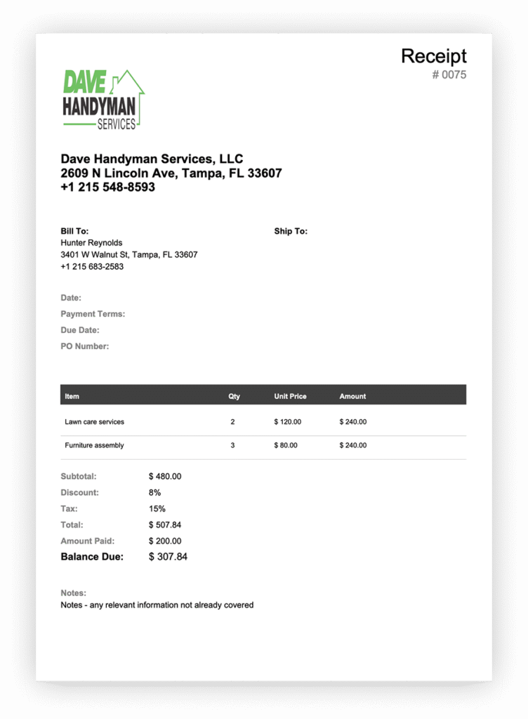 Free Receipt Generator | Create Receipts Online