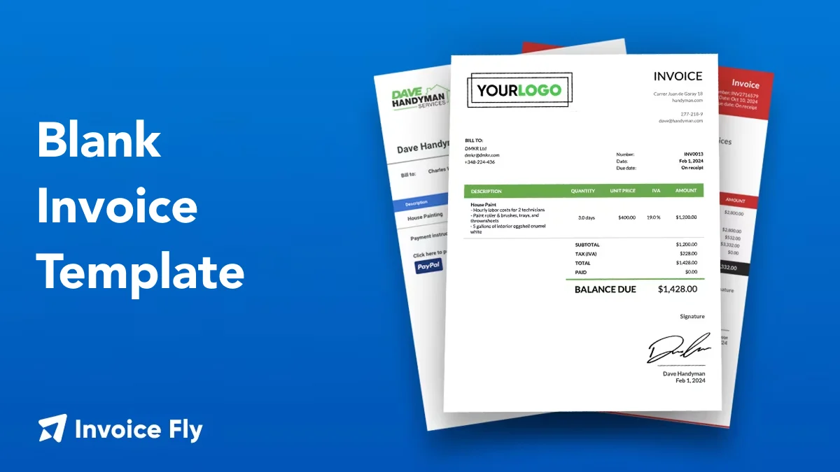Plantilla de factura en blanco (Descarga gratuita) | Invoice Fly