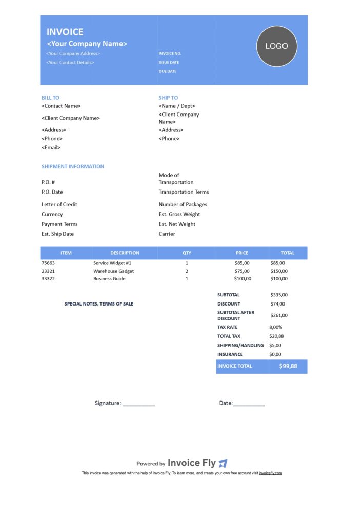 Free Invoice Template for Australian Businesses | Invoice Fly