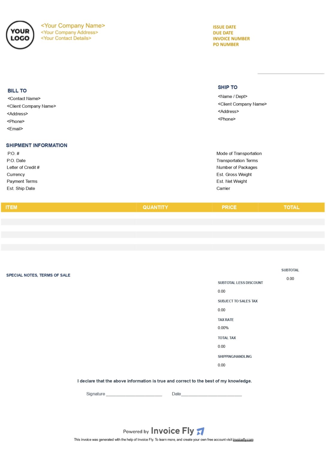 Free Invoice Template for Word (DOCX) | Download Free in Invoice Fly