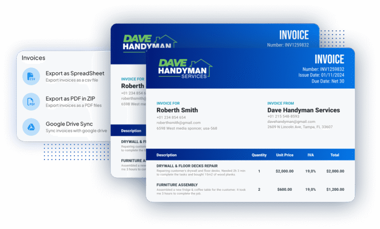 Download & export invoices with Invoice Fly | Drive, Sheets, CSV