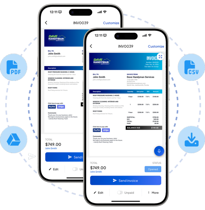 Download & export invoices with Invoice Fly | Drive, Sheets, CSV