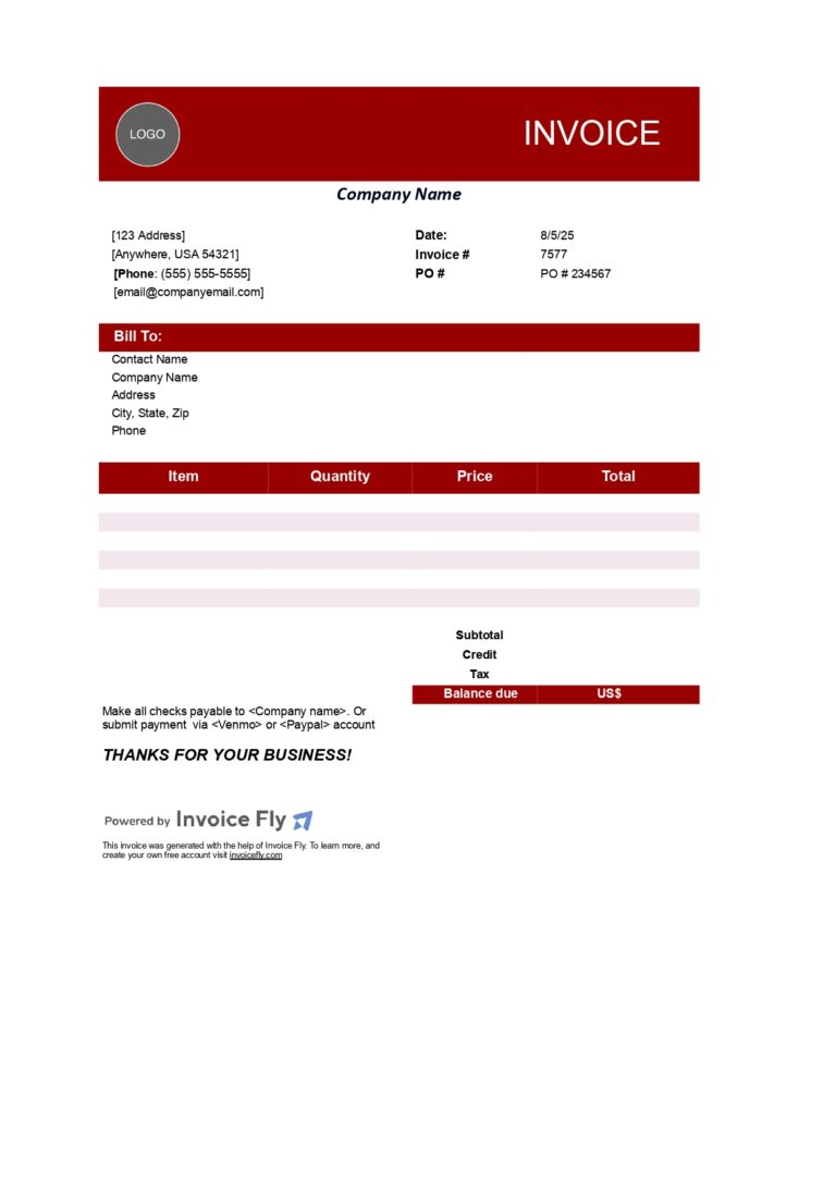 Business Invoice Template (Free) | Word, Excel, GDocs, Sheets & PDF