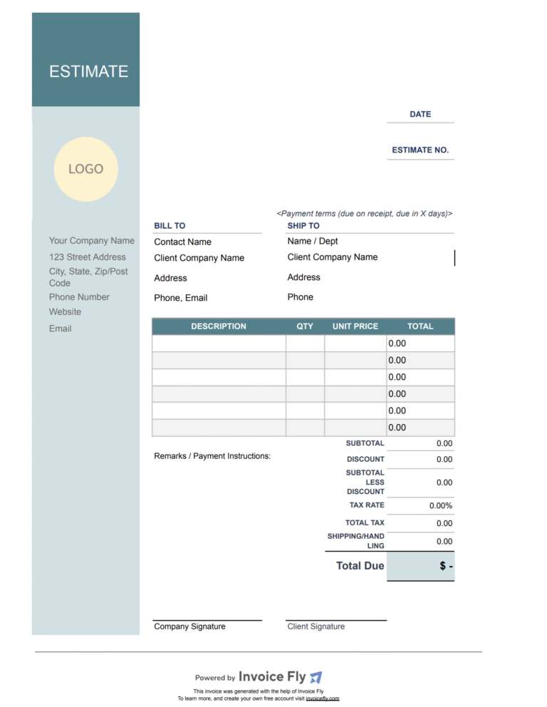 Free Plumbing Estimate Template | Invoice Fly
