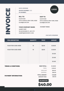 Business Invoice Template (Free) | Word, Excel, GDocs, Sheets & PDF