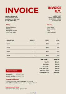 Free Invoice Template PDF | Printable & Fillable · Invoice Fly